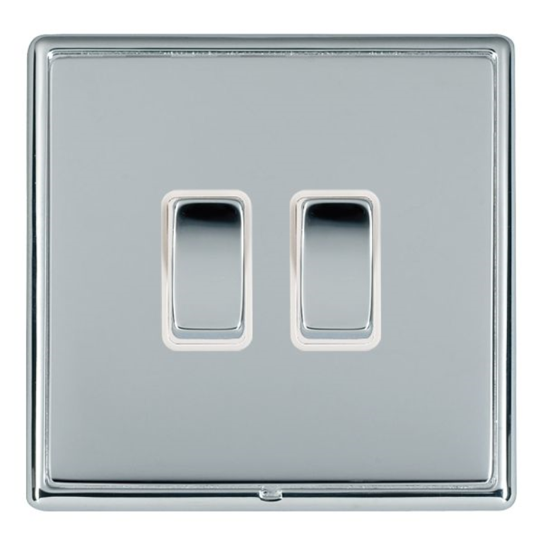 Hamilton Linea-Rondo CFX Bright Chrome Frame/Bright Steel Plate 2 Gang ...