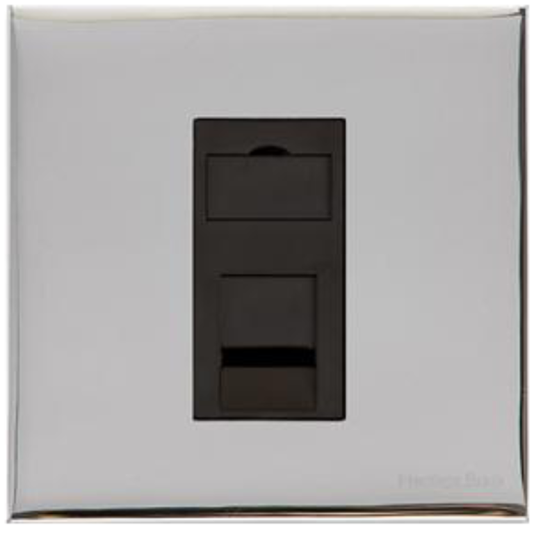 Heritage Brass Winchester Polished Chrome 1 Gang RJ45 Socket with Black ...