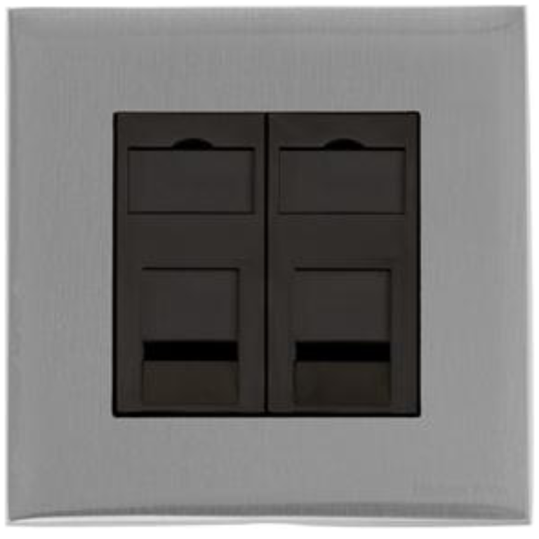 Heritage Brass Winchester Satin Chrome 2 Gang RJ45 Socket with Black ...