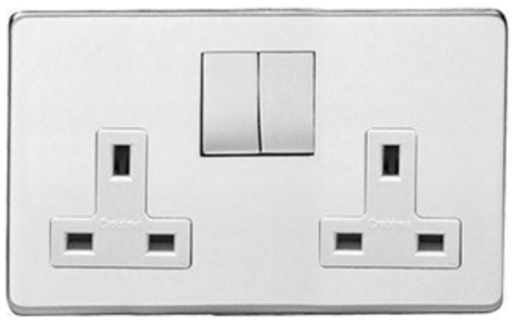 Heritage Brass Studio Polished Chrome 13A Double Socket with Polished ...