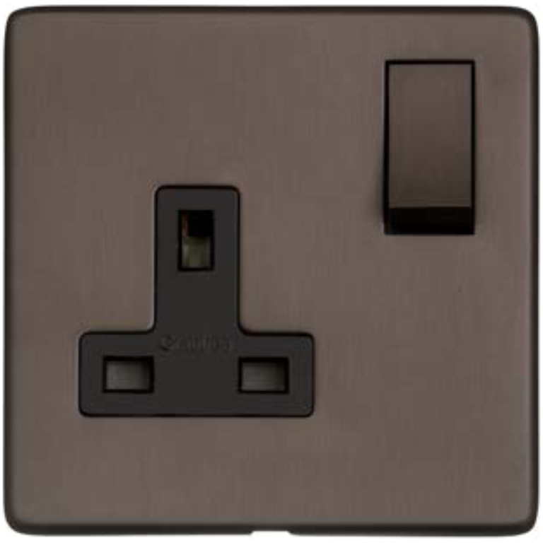 Heritage Brass Studio Matt Bronze 13A Single Socket with Matt Bronze ...