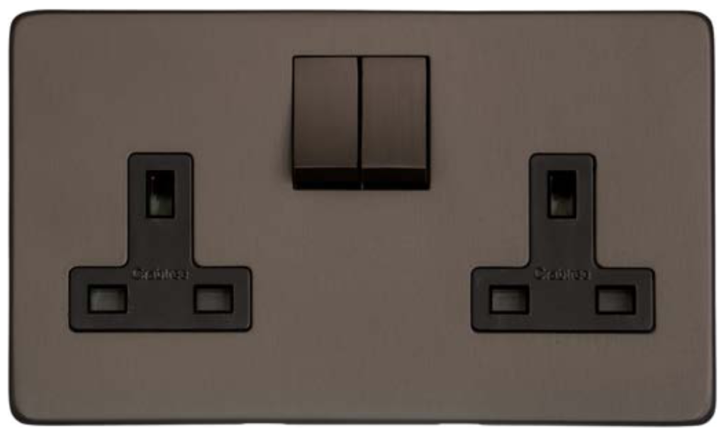 Heritage Brass Studio Matt Bronze 13A Double Socket with Matt Bronze ...