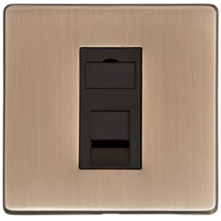 Heritage Brass Studio Antique Brass 1 Gang RJ45 Socket with Black ...