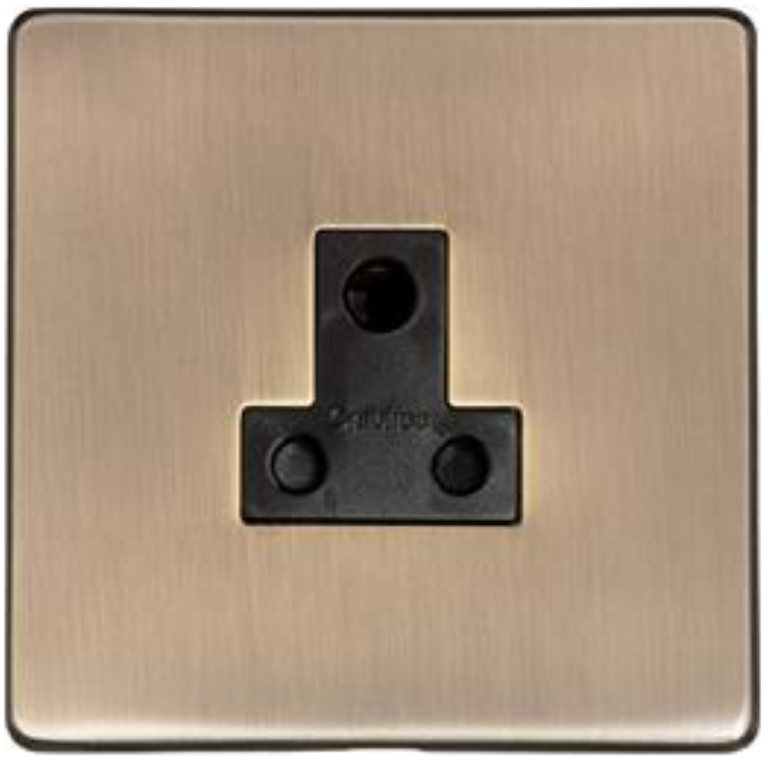 Heritage Brass Studio Antique Brass 5A Round 3 Pin Socket with Black ...
