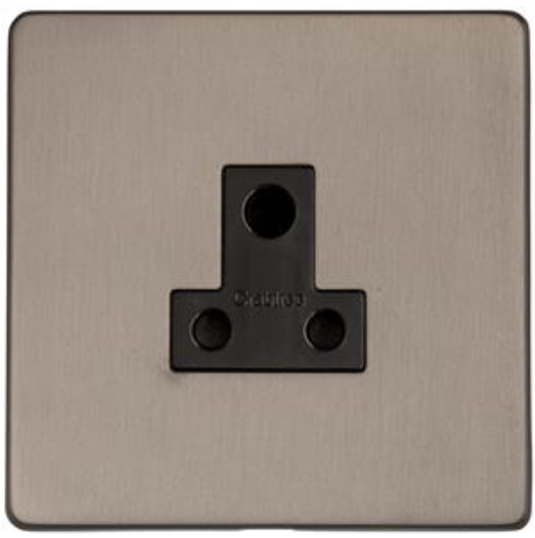 Heritage Brass Studio Aged Pewter 5A Round 3 Pin Socket with Black Trim ...
