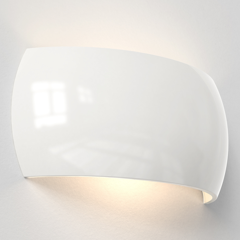 Astro Milo 300 Gloss Glaze White Wall Light | UKES