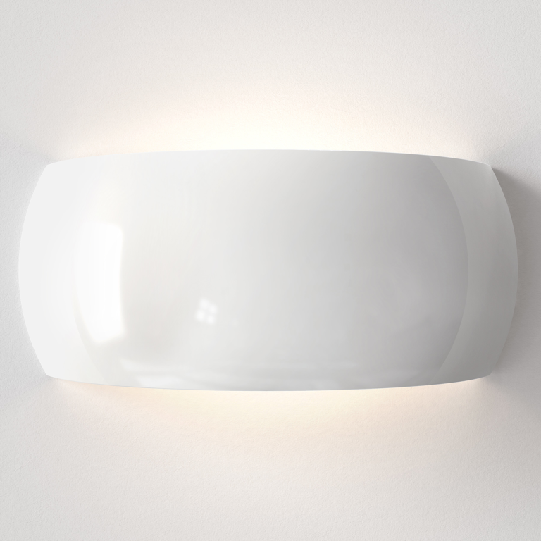 Astro Milo 300 Gloss Glaze White Wall Light | UKES