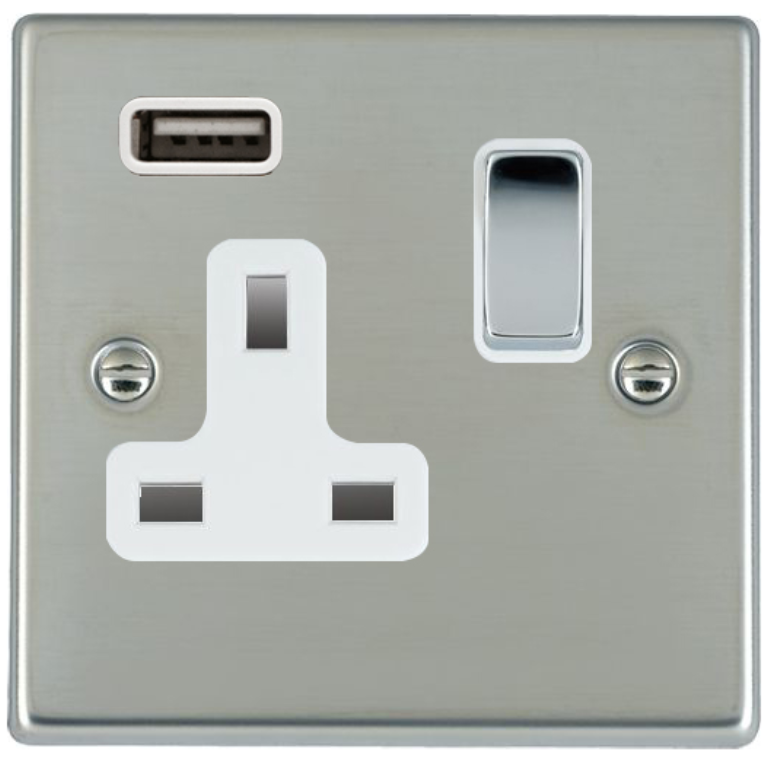 Hamilton Hartland Bright Steel 1 Gang 13A Single Pole Switched Socket ...