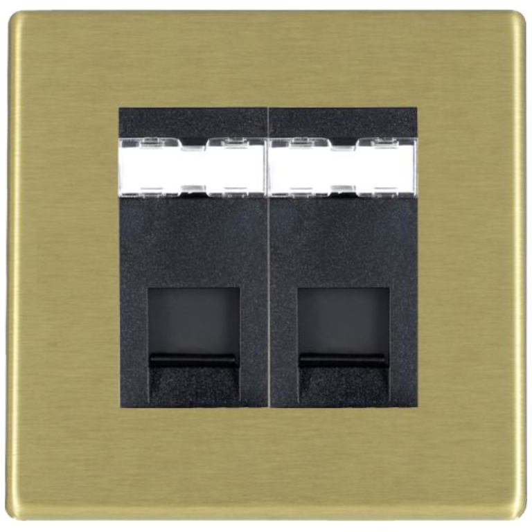 Hamilton Hartland G2 Satin Brass 2 Gang Unshielded RJ45 CAT 5E Socket ...