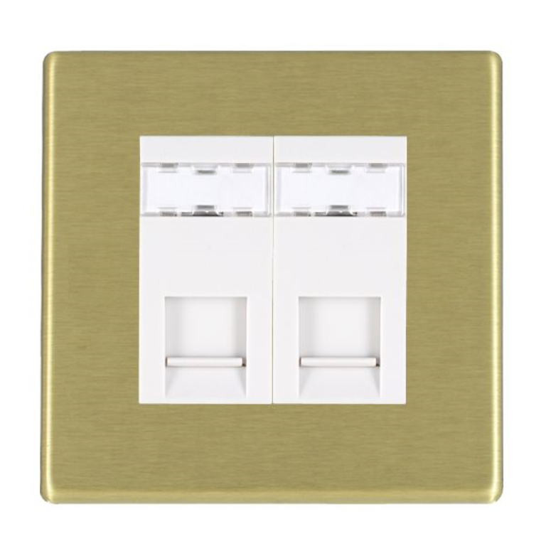Hamilton Hartland G2 Satin Brass 2 Gang Unshielded RJ45 CAT 6 Socket ...