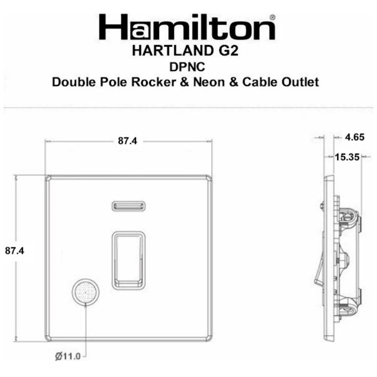 Hamilton Hartland G2 Satin Brass 1 Gang 20AX Double Pole Switch, Neon ...