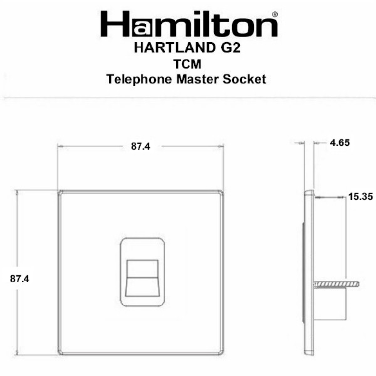 Hamilton Hartland G2 Anthra Gray 1 Gang Telephone Master Socket with ...
