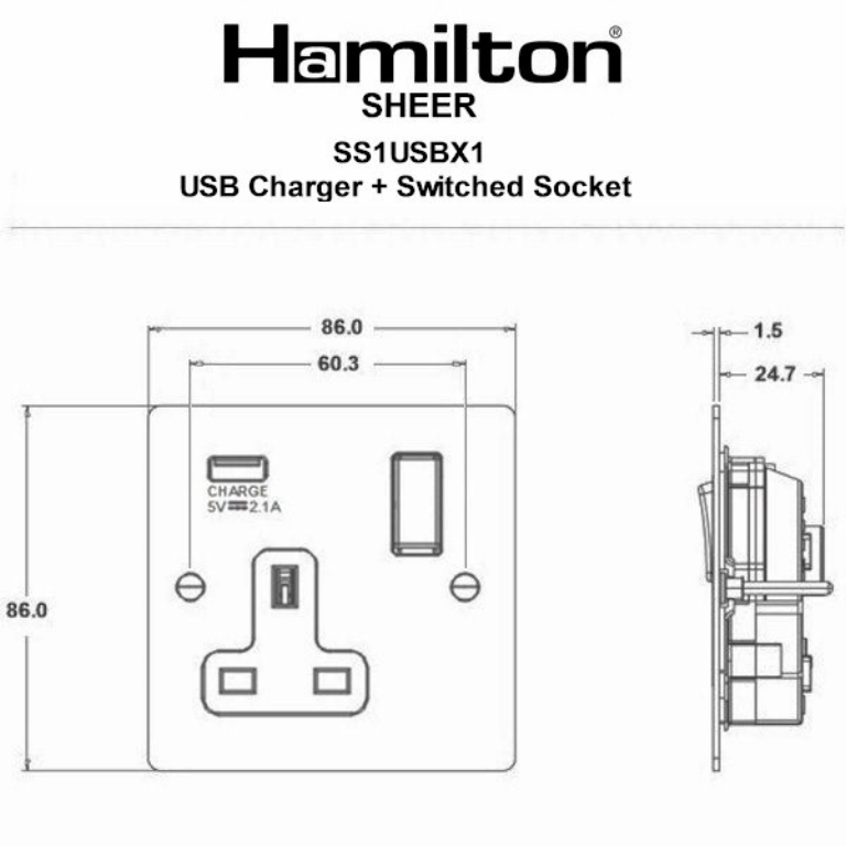 Hamilton Sheer Gloss White 1 Gang 13A Single Pole Switched Socket and 2 ...
