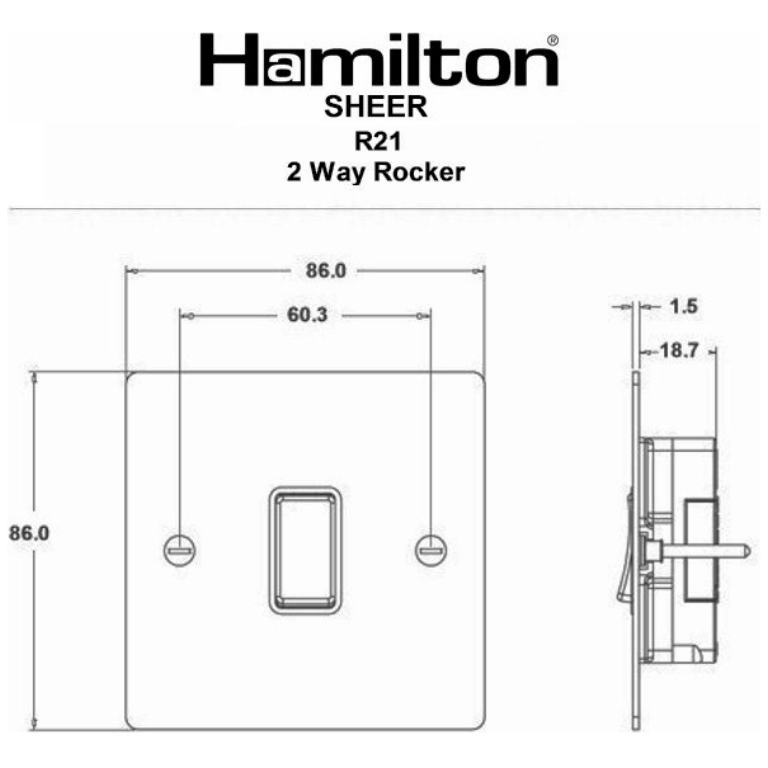 Hamilton Sheer Matt White 1 Gang 10AX 2 Way Switch with White Rocker ...