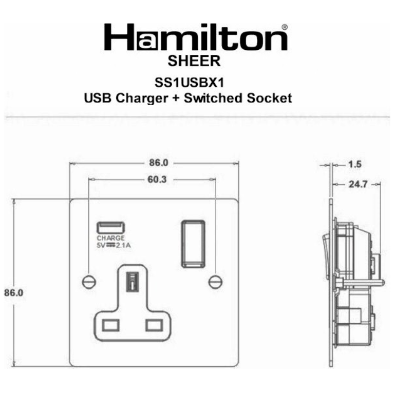 Hamilton Sheer Matt White 1 Gang 13A Single Pole Switched Socket and 2 ...