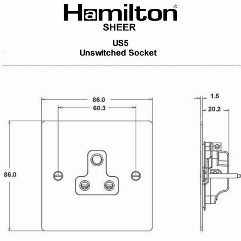 Hamilton Sheer Matt White 1 Gang 5A Unswitched Socket with White Insert ...