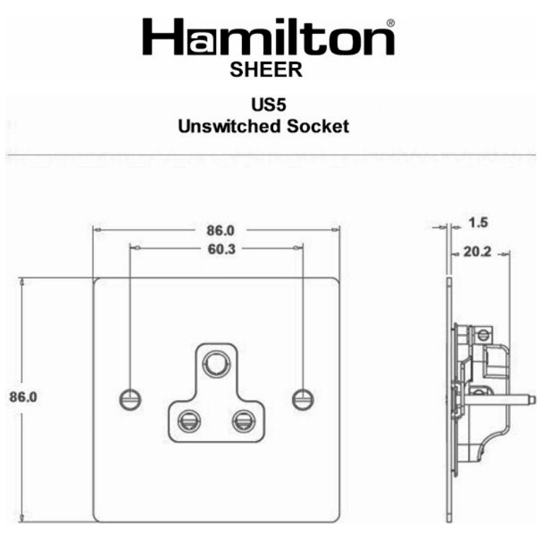 Hamilton Sheer Matt White 1 Gang 5A Unswitched Socket with White Insert ...