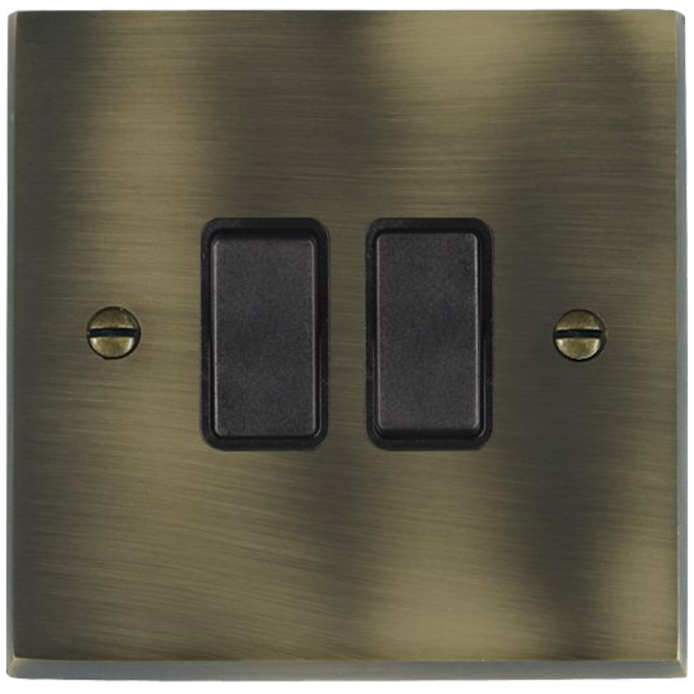 Hamilton Cheriton Victorian Antique Brass 2 Gang 10AX Intermediate ...