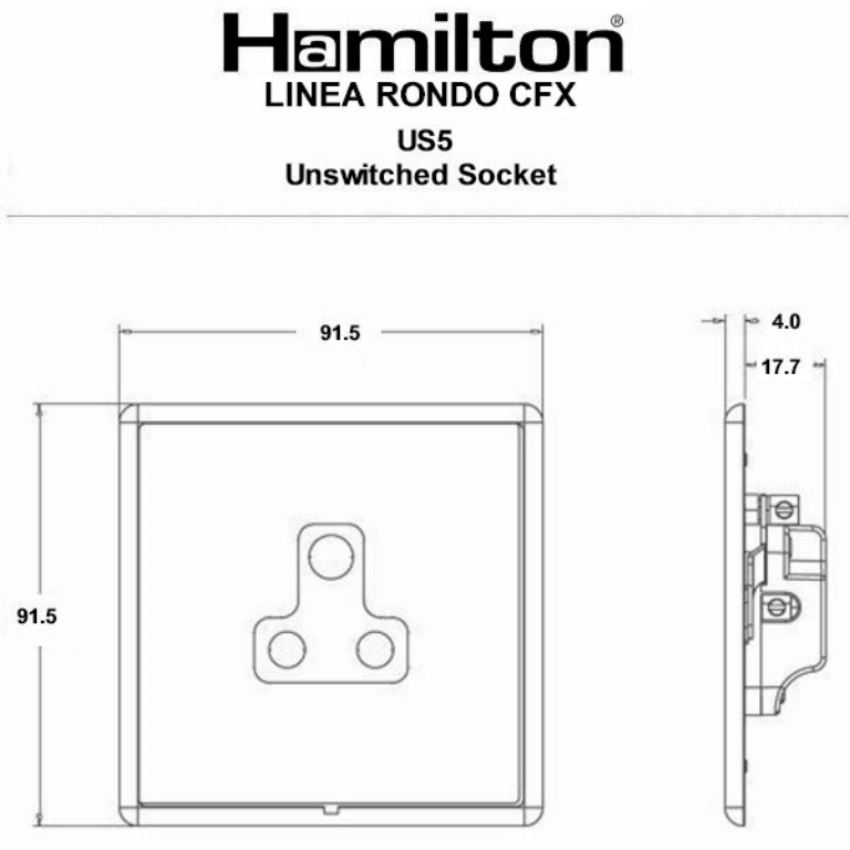 Hamilton Linea-Rondo CFX Bright Chrome Frame/Bright Steel Plate 1 Gang ...