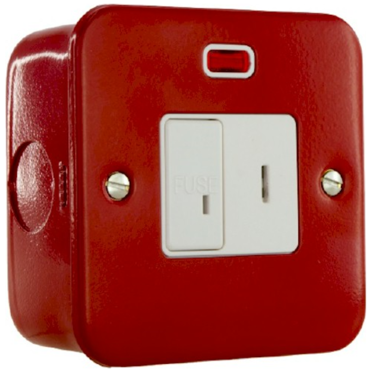 Hamilton Metalclad Red 13A Douple Pole Fused Key Switch and Neon with ...