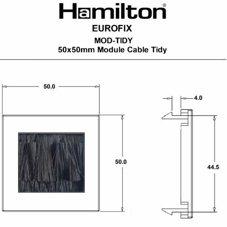 Hamilton EuroFix White 50x50mm Cable Tidy Brush Module | UKES