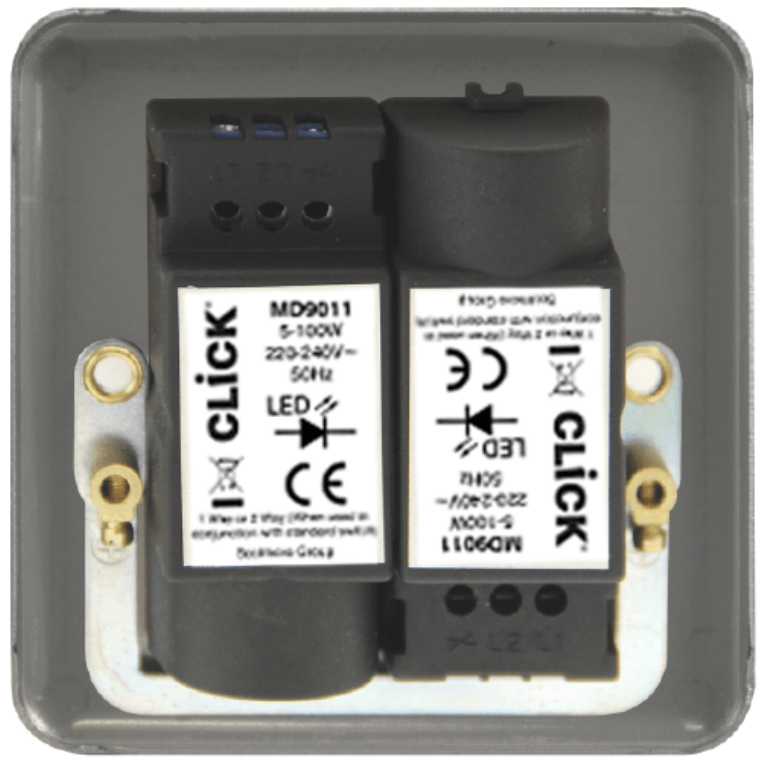 Click Deco Plus Stainless Steel 2 Gang 2 Way 100W Dimmer Switch with ...