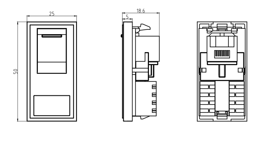 Knightsbridge Grey CAT5 RJ45 Outlet Module - 25x50mm | UKES