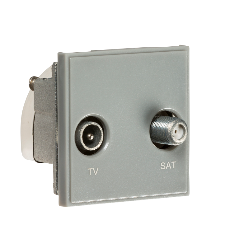Knightsbridge Grey Diplexed TV/SAT Outlet Module - 50x50mm | UKES