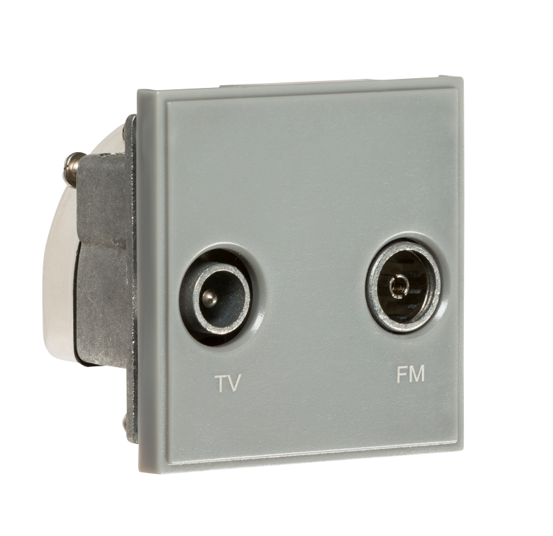 Knightsbridge Grey Diplexed TV/FM DAB Outlet Module - 50x50mm | UKES