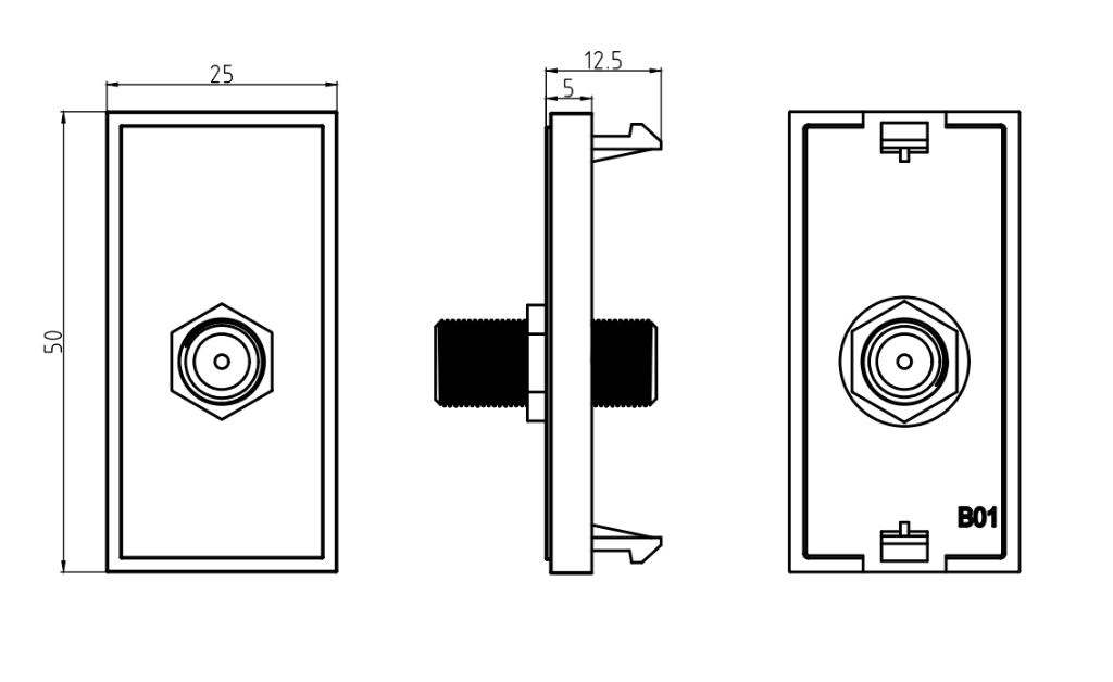Knightsbridge Grey SAT TV Outlet Module - 25x50mm | UKES