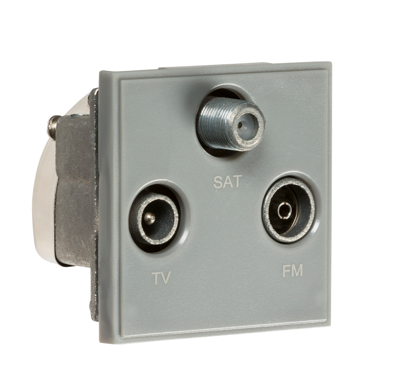 Knightsbridge Grey Triplexed SAT/TV/FM DAB Outlet Module - 50x50mm | UKES