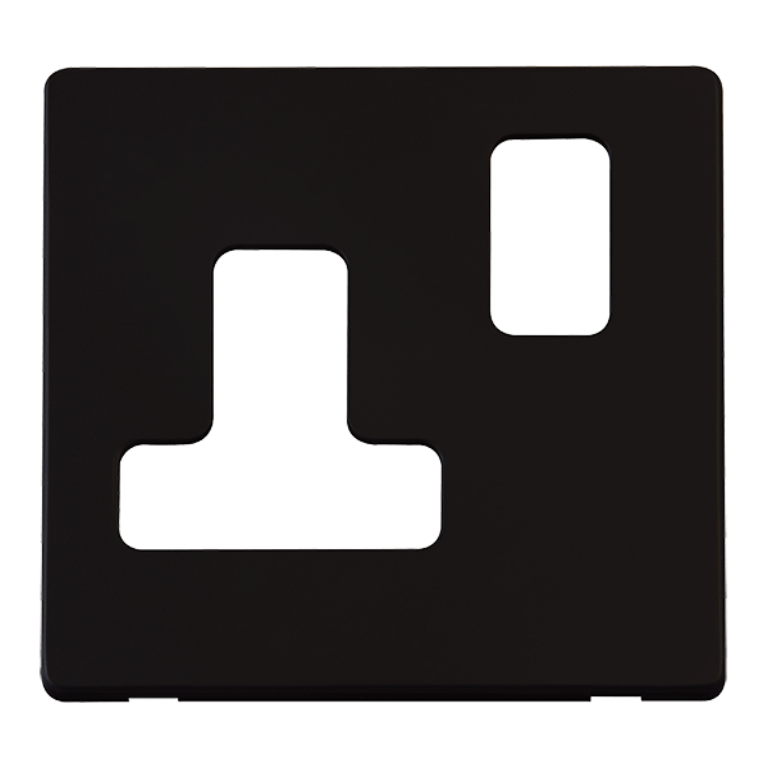 Click Definity Metal Black 15A Round Pin Switched Socket Cover Plate | UKES