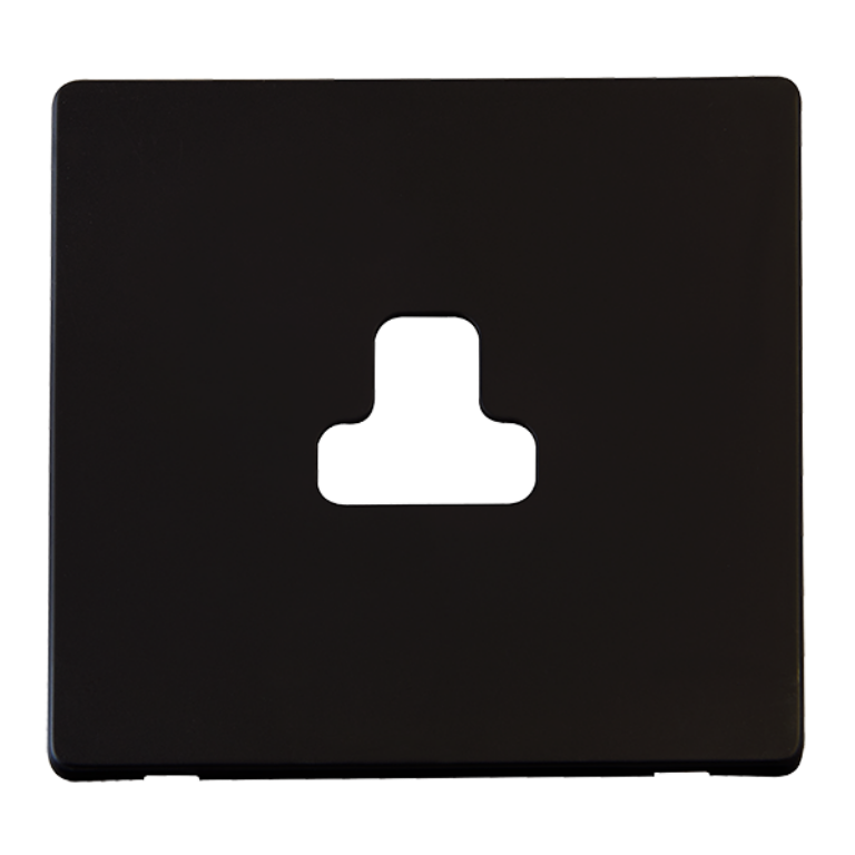 Click Definity Metal Black 2a Round Pin Unswitched Socket Cover Plate