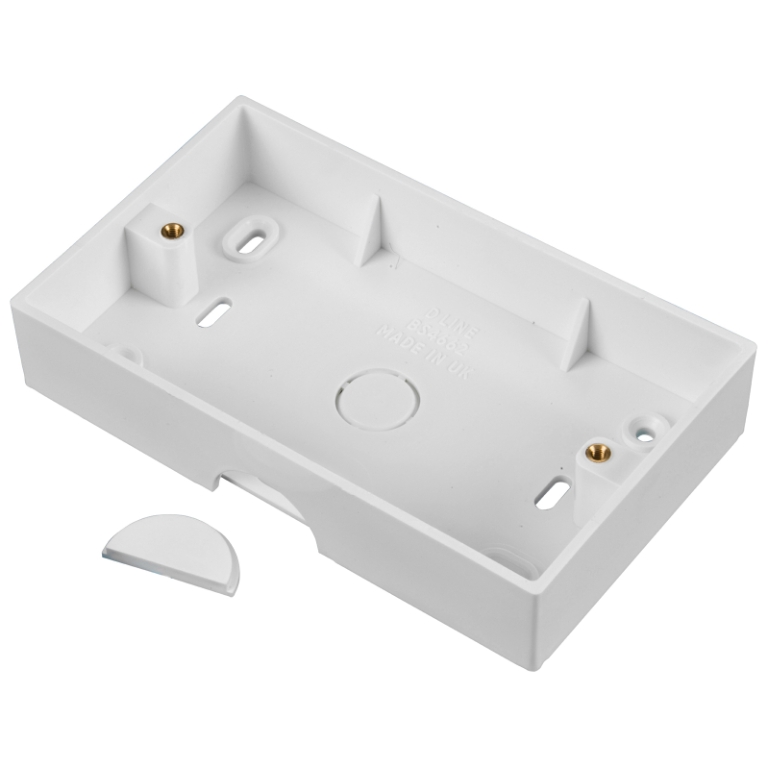 D-Line 35mm Twin Surface Box - White with Rounded Corners | UKES