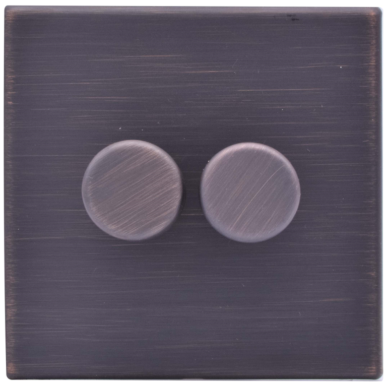 Hamilton Hartland G2 Etrium Bronze 2 Gang 250W 2 Way Push On/Off Rotary ...