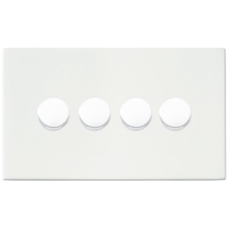 Hamilton Hartland G2 Matt White 4 Gang 250W 2 Way Push On/Off Rotary ...