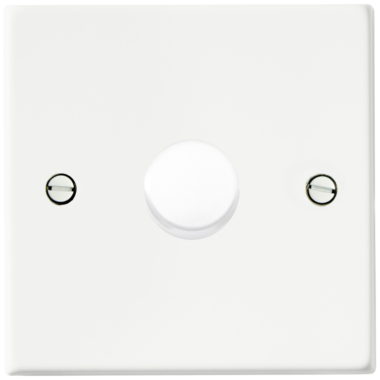 Hamilton Hartland Matt White 1 Gang 250W 2 Way Push On/Off Rotary LED ...