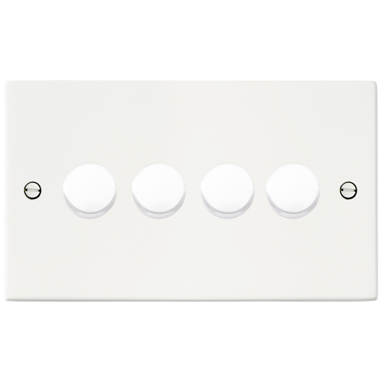 Hamilton Hartland Matt White 4 Gang 250W 2 Way Push On/Off Rotary LED ...