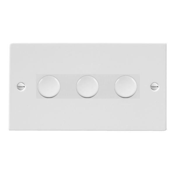 Hamilton Sheer Gloss White 3 Gang 250W 2 Way Push On/Off Rotary LED ...