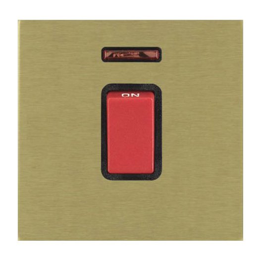 Hamilton Sheer G2 Satin Brass 45A Double Pole Switch and Neon with Red ...