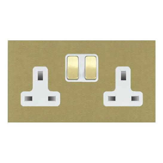 Hamilton Sheer G2 Satin Brass 2 Gang 13A Double Pole Switched Socket ...