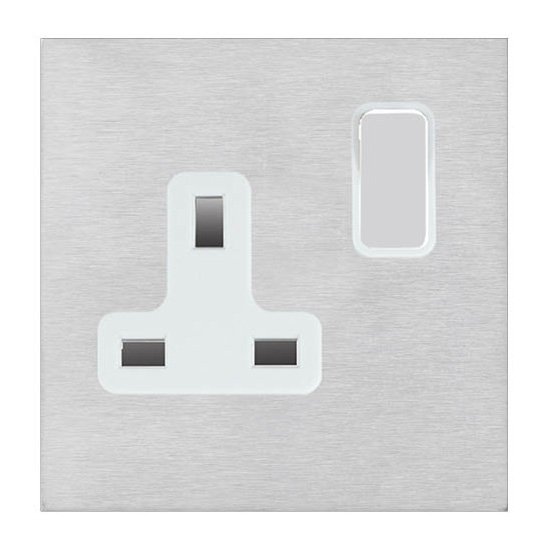 Hamilton Sheer G2 Satin Steel 1 Gang 13A Double Pole Switched Socket ...