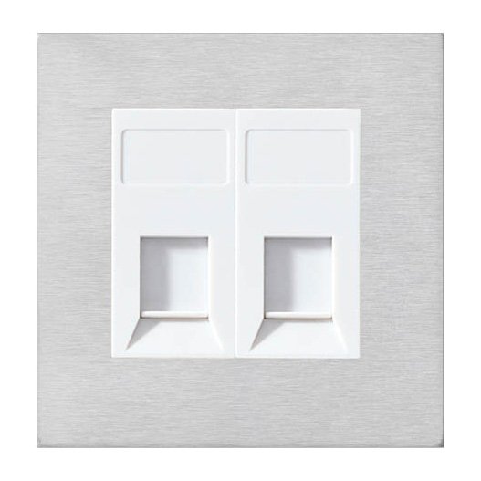 Hamilton Sheer G2 Satin Steel 2 Gang Unshielded RJ45 CAT 5E Socket with ...