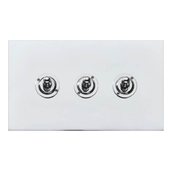 Hamilton Sheer G2 Bright Chrome 3 Gang 20AX 2 Way Toggle Switch with ...