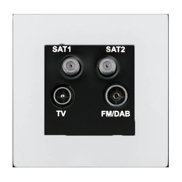 Hamilton Sheer G2 Bright Chrome Non-Isolated TV+FM+SAT1+SAT2 2 In/4 Out Quadplexer with Black ...