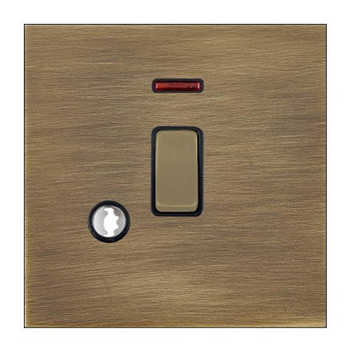 Hamilton Sheer G2 Antique Brass 1 Gang 20AX Double Pole Switch, Neon ...