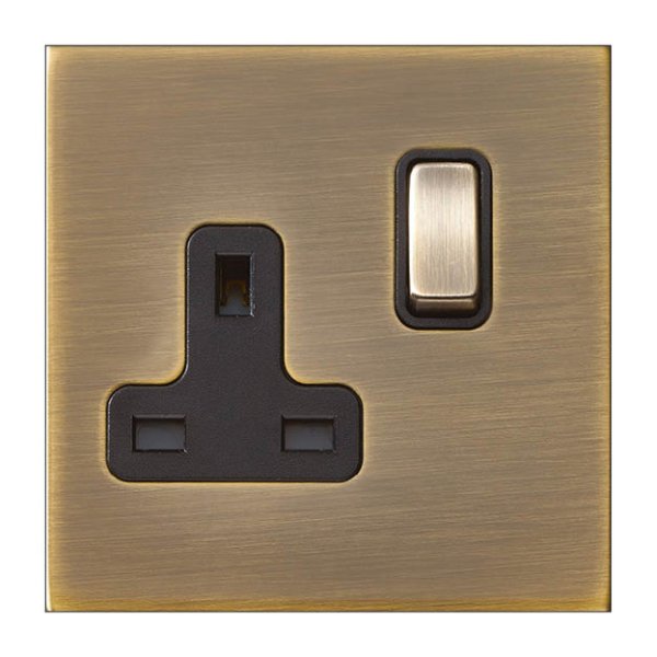 Hamilton Sheer G2 Antique Brass 1 Gang 13A Double Pole Switched Socket ...