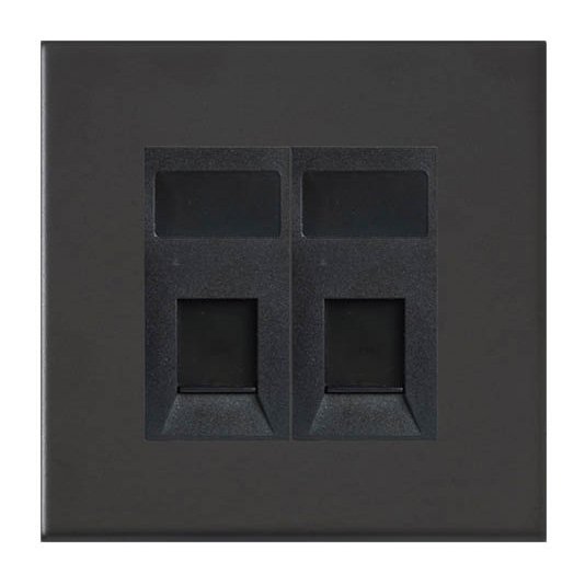 Hamilton Sheer G2 Matt Black 2 Gang Unshielded RJ45 CAT 5E Socket with ...