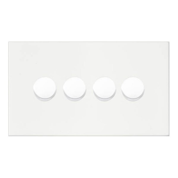 Hamilton Sheer G2 Matt White 4 Gang 250W 2 Way Push On/Off Rotary LED ...