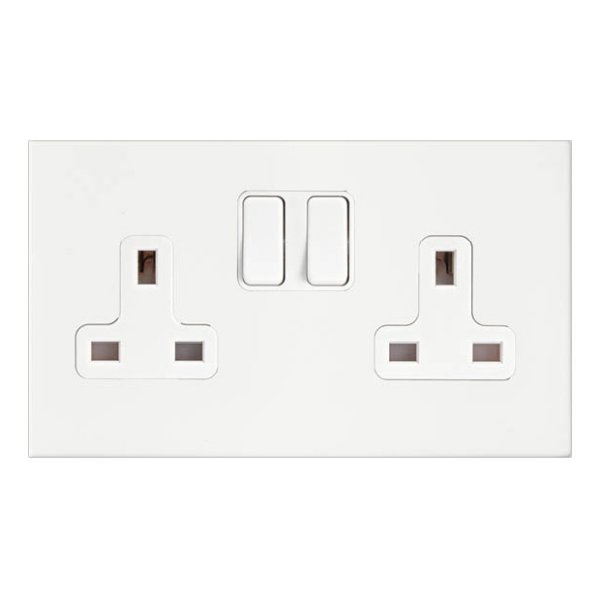 Hamilton Sheer G2 Matt White 2 Gang 13A Double Pole Switched Socket ...